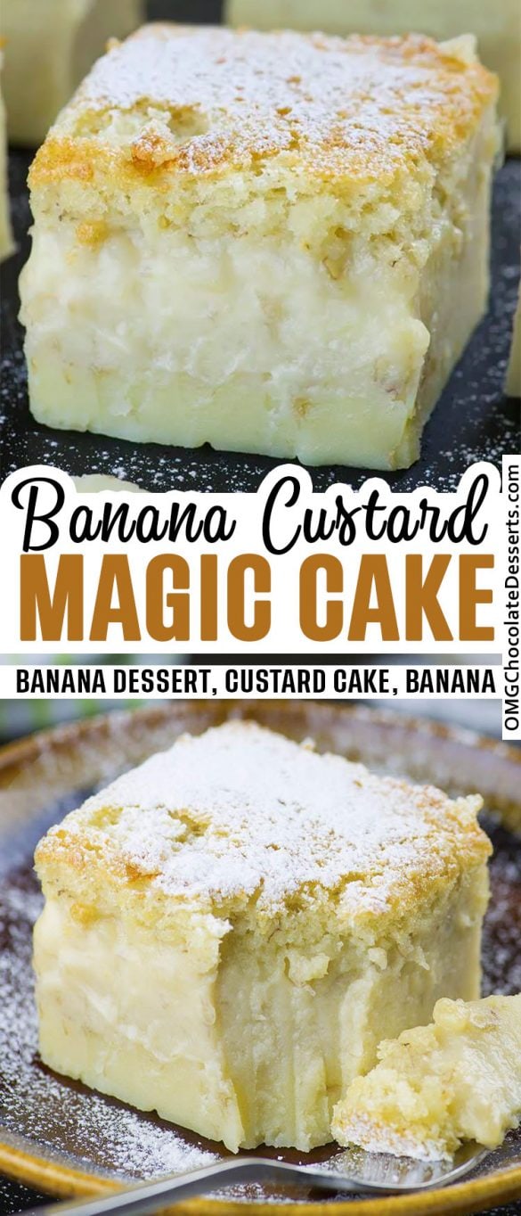 Easy Banana Magic Cake | A Layered Custard Cake Recipe with Bananas