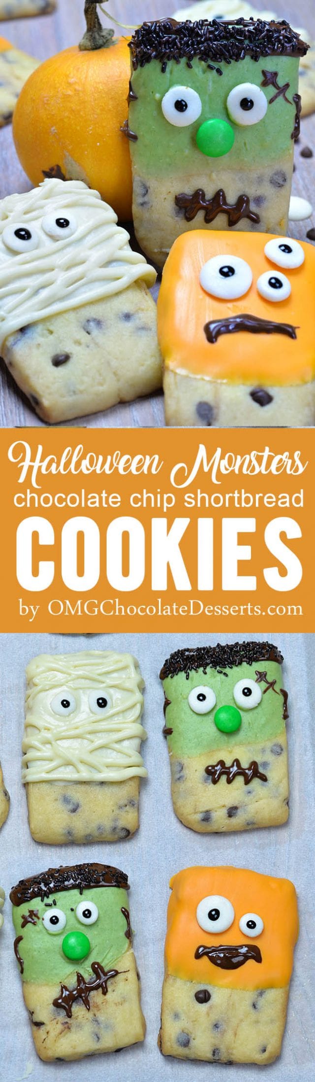 Halloween Monsters Shortbread Cookies - OMG Chocolate Desserts