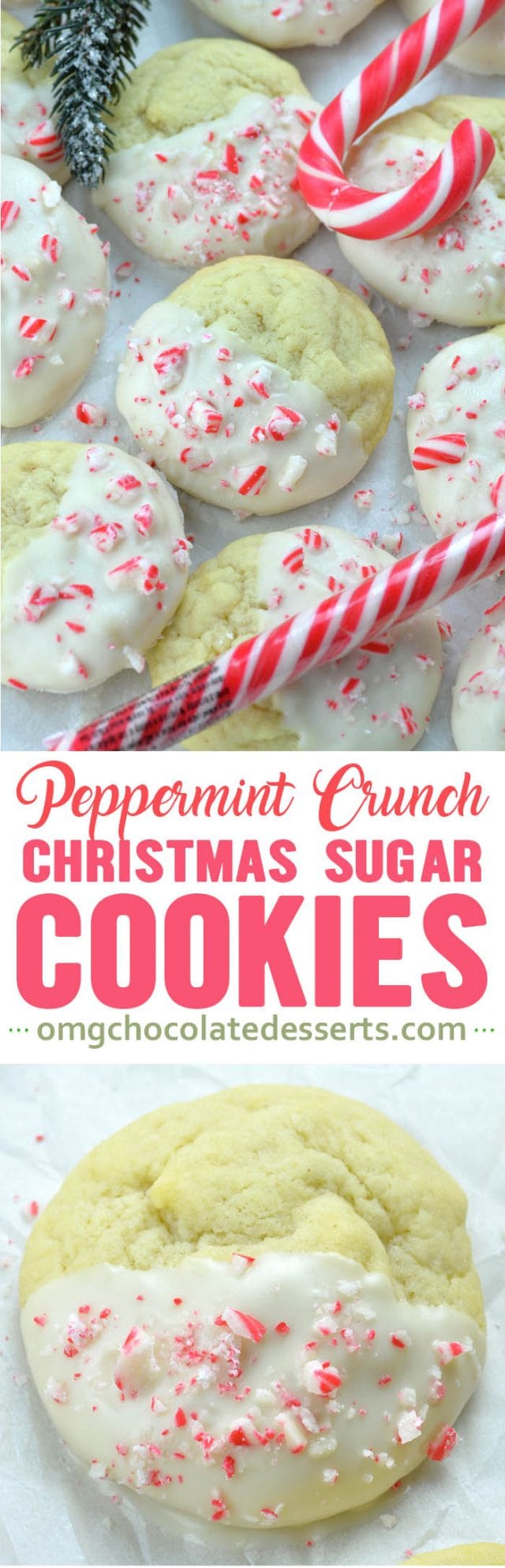 Peppermint Crunch Sugar Cookies - OMG Chocolate Desserts