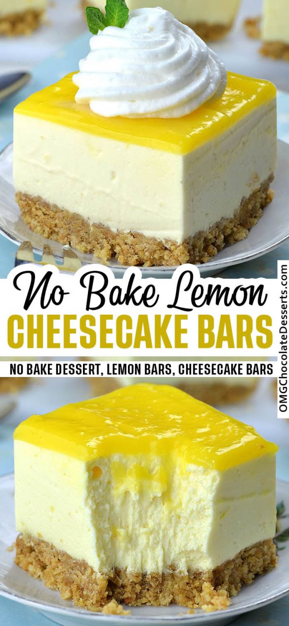 No Bake Lemon Cheesecake Bars | Easy Lemon Bars