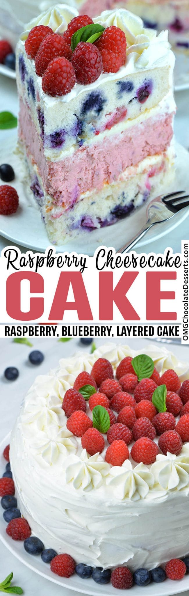 Raspberry Cheesecake Cake - OMG Chocolate Desserts